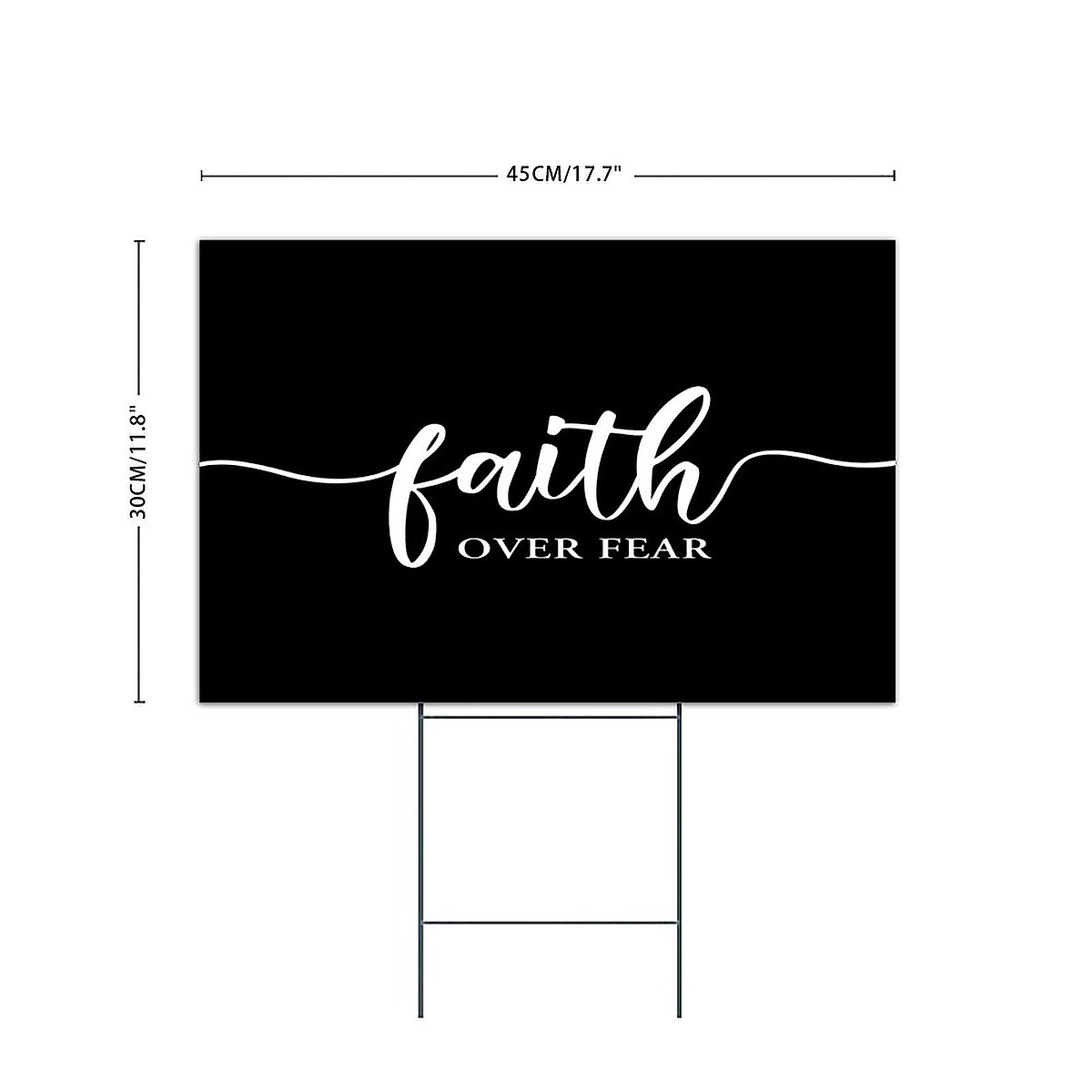 Autravelco Faith Over Fear Yard Lawn Sign Lawn Decoration Props for Outside 12x18 Inch Customized Lawn Sign Metal Lawn Signs with Stakes for Rent House