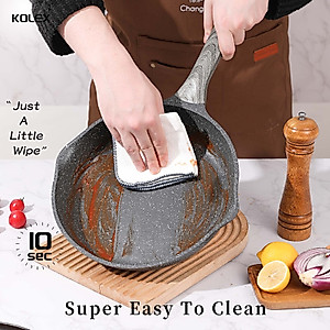 KOLEX Nonstick Frying Pan Set, 9.5" and 11" Granite Frying Pan Skillet Set, Non Stick Frying Pans with Stay Cool Handle, PFOA Free, Induction Competiable (Black Granite)