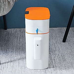 Kelendle Touchless Motion Sensor Trash Can - Automatic Garbage Can Kitchen Waste Bin Bedroom Trash Can with Lid for Home Office Decoration Orange Lid 4.5 Gallons