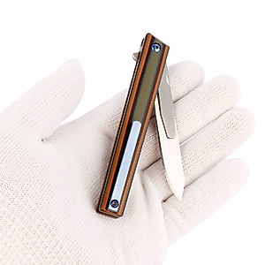 TENCHILON G37 Small Pocket Scalpel Knife, 10pcs #60 Replaceable Blades, Slender Compact Slim Gentleman's Flipper Folding Scalpel EDC Utility Knives with Blue Titanium Belt Clip