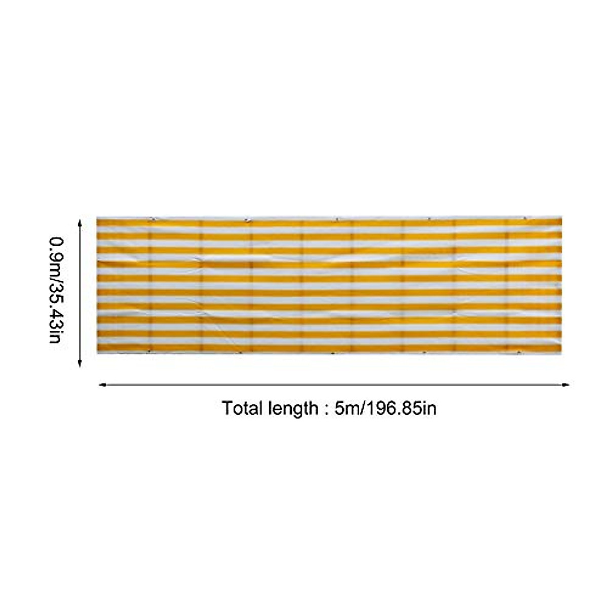 SLDHFE Balcony Privacy Screen 5 x 0.9 M Yellow and White Striped Windbreak Net Fence Sunshade Weatherproof HDPE Privacy Protector Balcony Cover with 24 Cable Ties and 66 Ft Rope