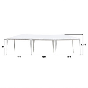 YYAO Outdoor Gazebo Canopy 10 x 30 ft White Waterproof Wedding Canopy Tent with Removable Sidewalls and Windows Heavy Duty Tent for Party Events- 5 Sides