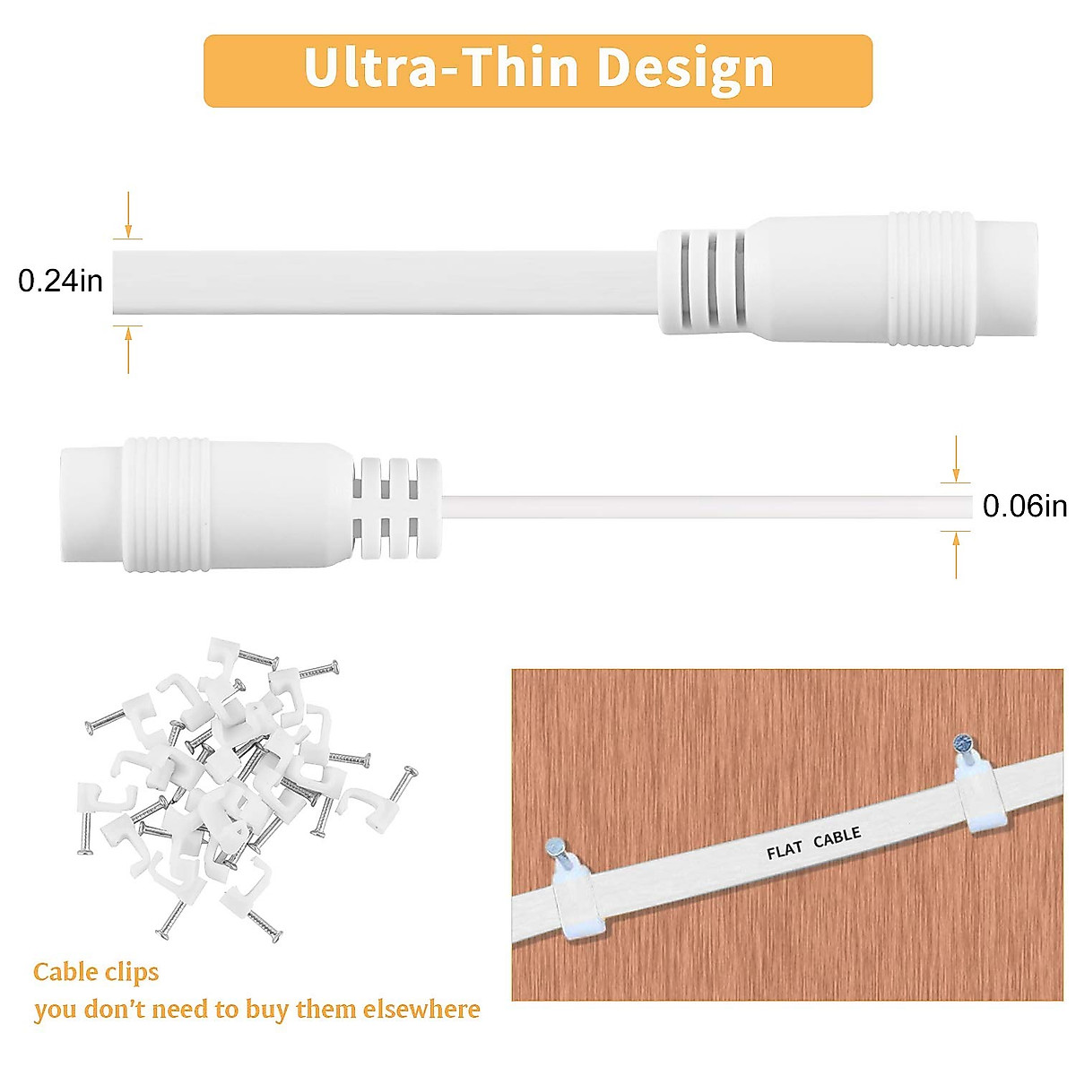 2 Pack DC Power Extension Cable 10ft 2.1mm x 5.5mm Compatible with 12V DC Adapter Cord for CCTV IP Camera, LED, Car, White