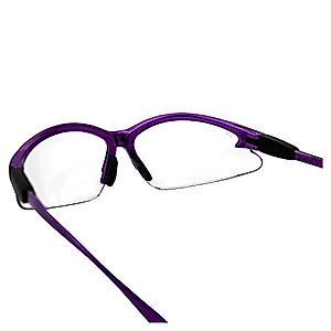 Global Vision Cougar Safety Glasses Nurses Dental Assistant Glasses Shooting Glasses for Women Ladies Men Purple Frame with Clear Lenses