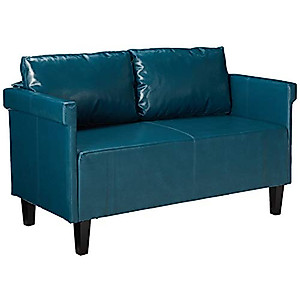 Christopher Knight Home Bellerose Leather Settee, Teal Dimensions: 26.00”D x 54.75”W x 27.50”H
