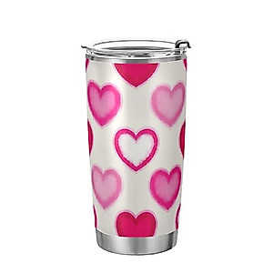HXshaoye colorful gradient heart peach Stainless Steel cups with lids and straws with Straw Leak Resistant Flip travel mug with lid for Home, Office or Car safe 20oz coffee mug vaso termo para cafe