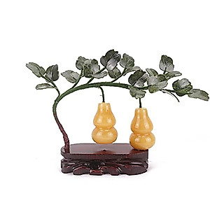 WYFDP Jade Fortune Feng Shui Gourd Potted Ornaments to Attract Wealth and Gather Wealth Living Room Wine Cabinet Decorations (Color : Gray, Size : 23 * 8 * 30cm)