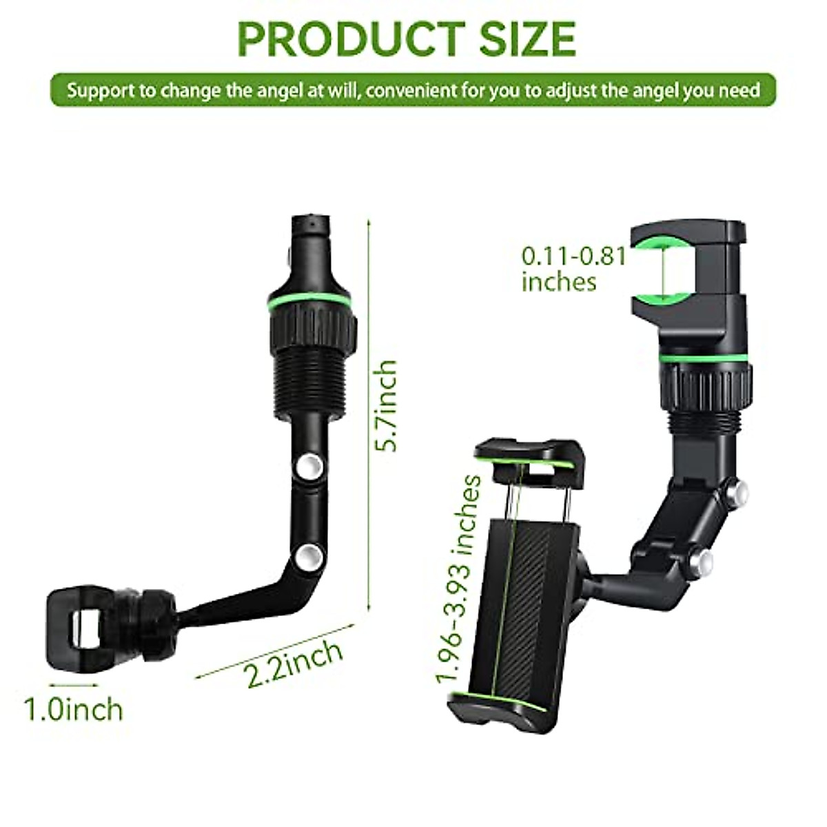 WIESSOC Rearview Mirror Phone Holder for Car, 360° Rotating Car Phone Holder Mount, Universal Cell Phone Holder, Cell Phone Automobile Cradles and GPS Holder