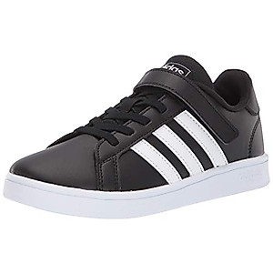 Adidas unisex child Grand Court - Kids Tennis Shoe, Black/White/White, 10.5 Little Kid US