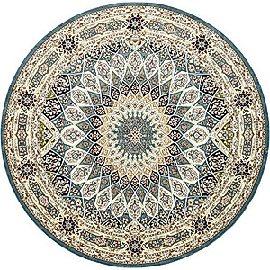 Unique Loom Narenj Collection Area Rug - Adams (10' Round Blue/Burgundy)
