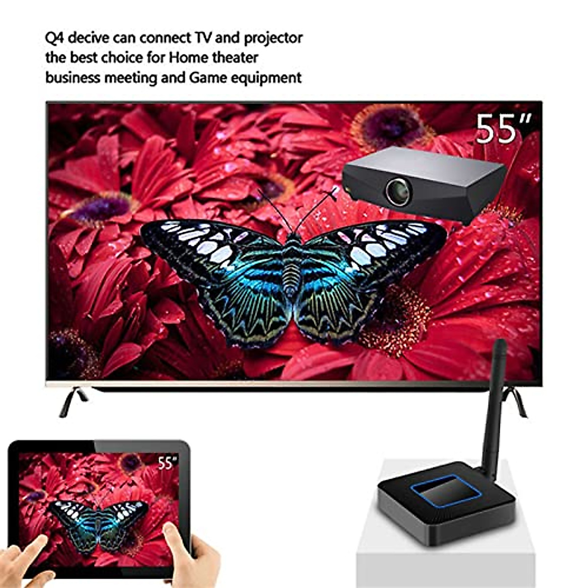 Zunate Wireless HDMI Transmitter Receiver, Wireless WiFi Display Receiver for AirPlay Mirroring OS Systems Miracast Windows Android