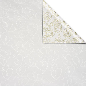 American Greetings 175 sq. ft. Reversible Wrapping Paper for Weddings, Anniversaries, Bridal Showers and All Occasions, Hand-Drawn Hearts (1 Roll, 30 in x 70 ft.)