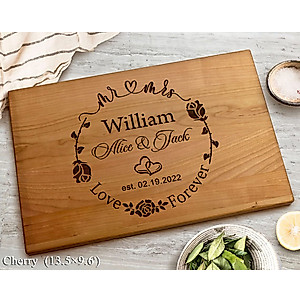 Gifts for Wedding, Personalized Cutting Boards for Couples, Anniversary, Valentines Day, Housewarming Gift - Handmade Customizable Wooden Kitchen Decoration, Gift for New Homeowners - Size 13.5×9.5"