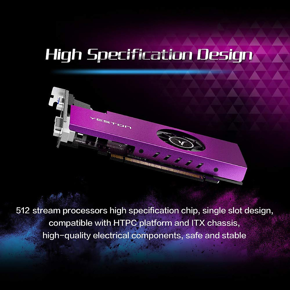 YESTON AMD Radeon RX550 4G D5 LP Gaming Graphics Card Radeon Chill 4GB Memory GDDR5 128Bit 6000MHz VGA + HD + DVI-D GPU,Half Height, Single Slot Graphics Card with Small Blank