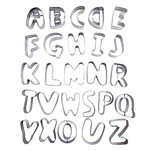 Alphabet Cookie Cutters - Large 26 Pcs 3 Inch Alphabet Letter Cookie Cutters Set Durable Stainless Steel for Baking and Decorating, Perfect for Birthday, Christmas, New Year and Holiday Party