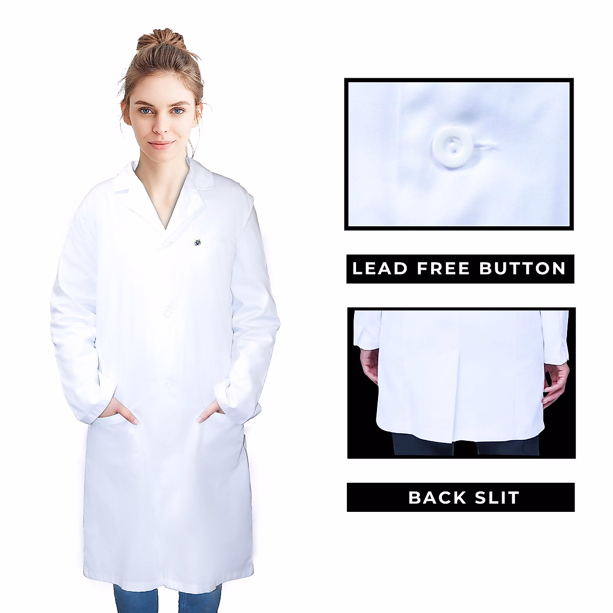 DR Uniforms Unisex Lab Coats - 100% Cotton - Sanforized to Prevent Shrinking- Laboratory Coat for Students and Professionals (XS)