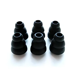 6pcs Small (S) Black Soft Triple Flange Replacement Eartips Earbuds Set Compatible with Sennheiser IE Series, CX Series, CXC Series, CXL Series, OCX Series, and MM Series in Ear Earphone Headsets