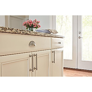 Amerock | Cabinet Cup Pull | Satin Nickel | 3 inch (76 mm) Center to Center | Sea Grass | 1 Pack | Drawer Pull | Drawer Handle | Cabinet Hardware