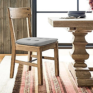 downluxe Indoor Chair Cushions for Dining Chairs, Tufted Soft and Comfortable Memory Foam Kitchen Chair Pads with Non-Slip Bottom for Dining Room and Office, 17" x 16" x 1.5", Light Grey, 6 Pack