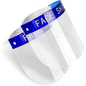 Homasen Safety Face Shield 2 Pack, All-Round Protection Cap with Clear Wide Visor Spitting Anti-Fog Lens, Lightweight Transparent Shield with Adjustable Elastic Band colors may vary (SPGMASK-2)