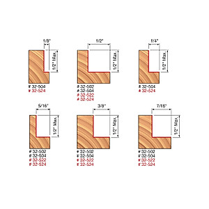 Freud 32-504: flush, 1/8",1/4",5/16",3/8",7/16",1/2" Depth Rabbeting Bit with Bearings