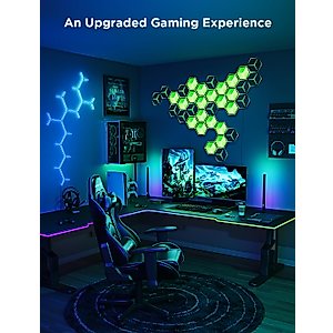Govee Glide Hexagon Light Panels Ultra, 3D Wall Lights with DIY Program, RGBIC LED Gaming Lights for Wall, LED Lights for Gaming Setup with 129 Lamp Beads, Works with Alexa, 10 Pack, Meteor Gray