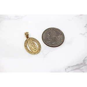 CaliRoseJewelry 10k Our Lady of Guadalupe Pray for Us Oval Charm Pendant in Yellow Gold