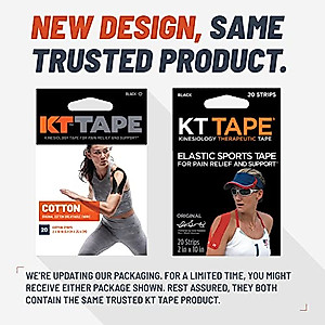 KT Tape, Original Cotton, Elastic Kinesiology Athletic Tape, 20 Count, 10” Precut Strips, Pink