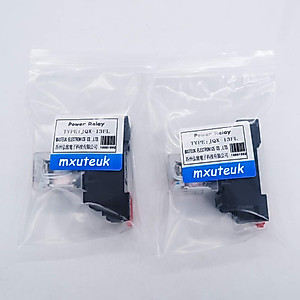 mxuteuk 2pcs JQX-13FL DC 12V Coil 8 Pin 10A DPDT LED Indicator Electromagnetic Power Relay, with Base, with DIN Rail Slotted Aluminum