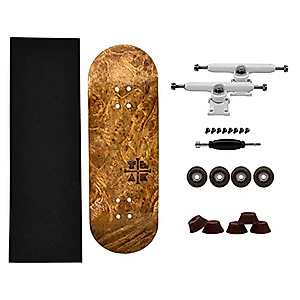 Teak Tuning Prolific Complete Fingerboard with Upgraded Components, Toasted S'Mores Edition - Pro Board Shape and Size, Bearing Wheels, Trucks, and Locknuts - 32mm x 97mm Handmade Wooden Board