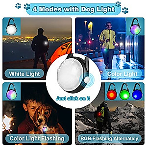 4 Modes Dog Lights for Night Walking, IP68 Waterproof Dog Light, High Capacity Rechargeable Dog Collar Lights for Night Time Clip On, Small and Light Dog Collar Light Collars