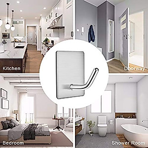 Robe Towel Hooks, SUS 304 Stainless Steel Bathroom Kitchen Hooks, Utility Heavy Duty Wall Hooks Office Hooks, Strong Adhesive Shower Hook, Coat Key Hook Waterproof 5 Pack by APTGAGA