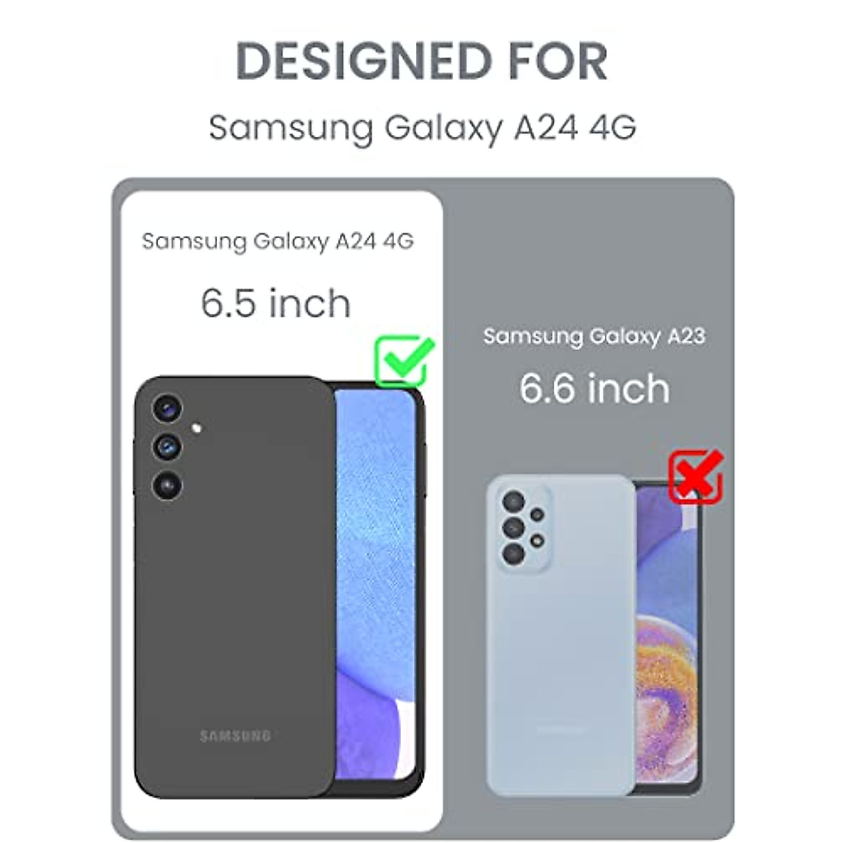 Dretal for Samsung A24 4G Case, Galaxy A24 5G Case with Slide Camera Cover + [2PCS] Tempered Glass Screen Protector, Military Grade Shockproof Protective Cover Built Finger Ring Kickstand (Black)