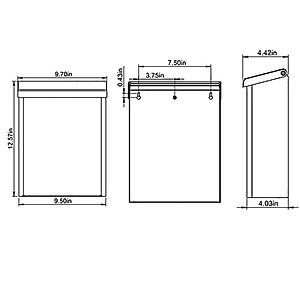 Architectural Mailboxes Designer Galvanized Steel, Locking Wall Mount Mailbox, Black with Satin Nickel