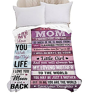 YIBZEE to My Mom Blanket - Super Soft Flannel Plush Gift Blanket from Daughter,Mother's Christmas Birthday Anniversary Throw Blanket for Sofa Bed Travel (to My Mom, 60 x 50in)