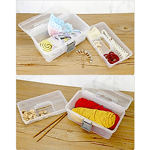 QWORK Clear Empty First Aid Storage Box with Removable Tray and Locking Latch - Plastic Storage Case Large Capacity Multifunctional Organizer for Jewelry, Makeup, and Crafts Supplies, 5"H x 6"W x 10"L