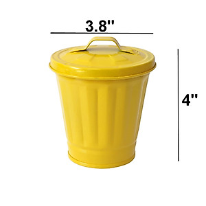 AITING Mini Trash can & Iron Garbage can Pencil Cup Holder 2pcs (Yellow)