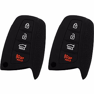 KeyGuardz Keyless Entry Remote Car Smart Key Fob Outer Shell Cover Soft Rubber Case for Hyundai Azera Genesis Santa Fe (Pack of 2)