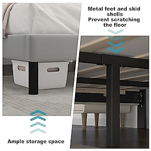 IYEE NATURE Twin Bed Frame Upholstered Platform with Headboard and Strong Wooden Slats, Strong Weight Capacity, Non-Slip,No Box Spring Needed, Easy Assembly,Twin Size Bed Frame,Gray