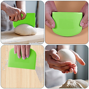 2pcs 4.7x3.7" Dough Bowl Spatula, Dough Cutter Multi-Function Dough Scraper Food Scrappers Plastic Kitchen Bowl Scraper Tool for Pastry Cake Bread Pizza Baking (Green+Pink)