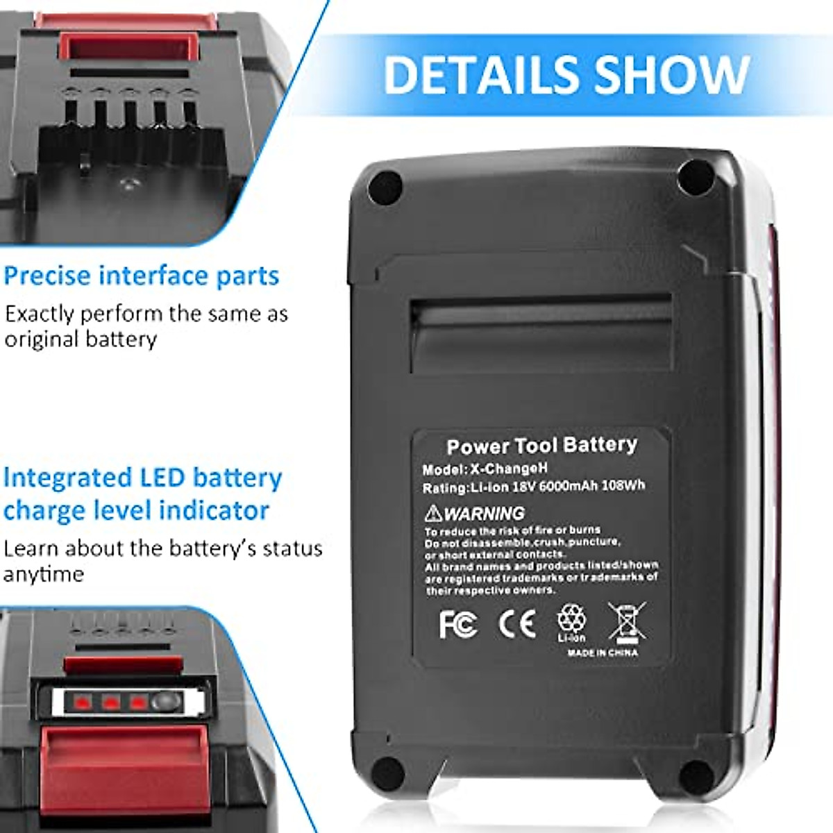 High-Output 6.0Ah 18V Battery for Einhell Power X-Change 18-Volt Power Tools 4511396 4511437neu 4511437OVP PXBP-300 PXBP-600 PX-BAT52 Garden Tool Battery