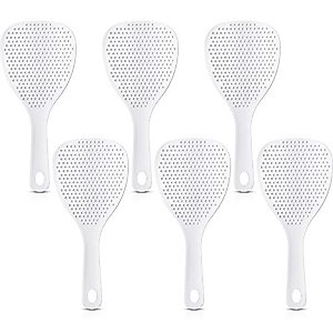 6 Pieces rice spoon paddle plastic Non Stick white Japanese rice cooking scoop Spatula,7.5 Inches