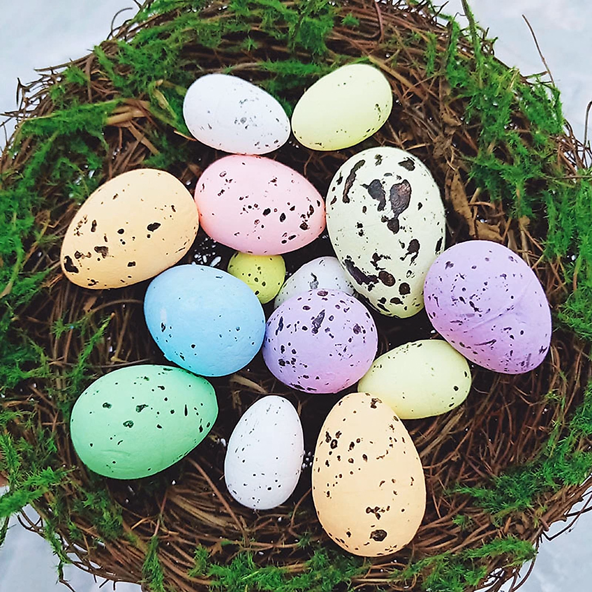 20pcs Easter Eggs Speckled Eggs Decorations Pastel Speckled Eggs Decorative Easter Eggs for Farmhouse Easter Spring Party Favors Basket Fillers Seasonal Table Setting Gnome (Yellow, One Size)