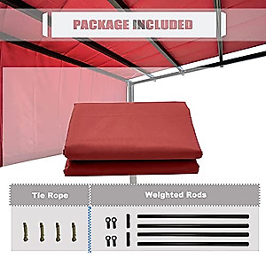 Alion Home Universal Waterproof Pergola Shade Cover – Pergola Replacement Canopy – Outdoor Adjustable Shade Cover with Heavy Duty Weighted Metal Rods (16' x 7', Burgundy Red)