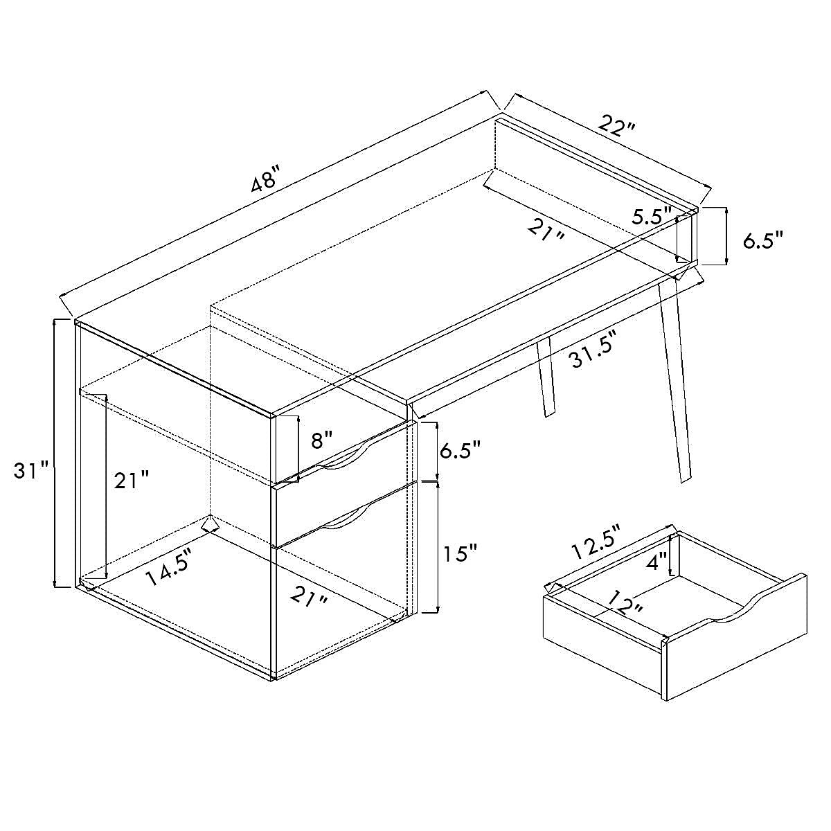 Tangkula Computer Desk with Drawers, Multipurpose Home Office Desk Writing Desk with Spacious Desktop & Storage Shelf, Computer Table Workstation, Desk for Bedroom Home Office (Brown)