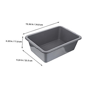 ABOOFAN 2pcs Box Storage Basket Dish Washing Tub Dish Wash Basin Commercial Bus Tub Dish Basin Dishwashing Tub Fruit Container Rectangular Bus Tubs Food Washing Bowl Large Bus Tubs Grey Pp