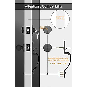 goldenwarm Black Front Door Handle and Deadbolt Set, Black Front Door Lock Set with Reversible Knob Handle, Classic Front Door Hardware, Single Cylinder Front Door Entry Lock