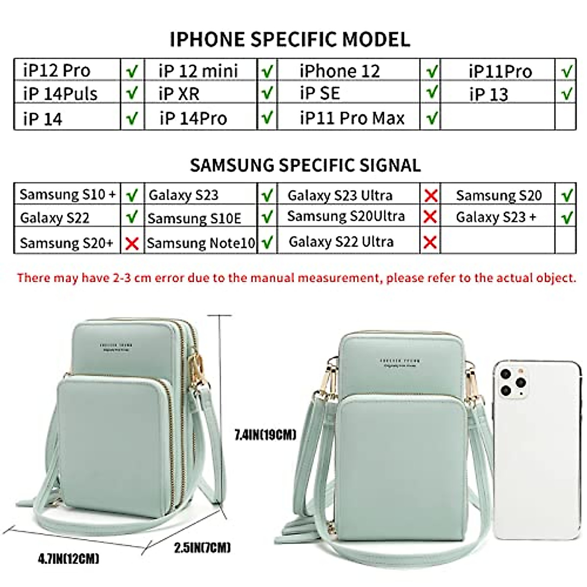 myfriday Small Crossbody Cell Phone Purse for Women, Mini Messenger Shoulder Handbag Wallet with Credit Card Slots