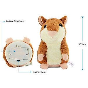 YOEGO Talking Hamster Repeats What You Say Interactive Stuffed Plush Animal Talking Toy,Perfect Toy Gifts for Boys Girls Age 3+ (Brown)