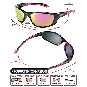 Myiaur Polarized Sports Sunglasses for Women Men UV Protection Mirrored Lens Sturdy Stylish Wrap Around Shades M8140